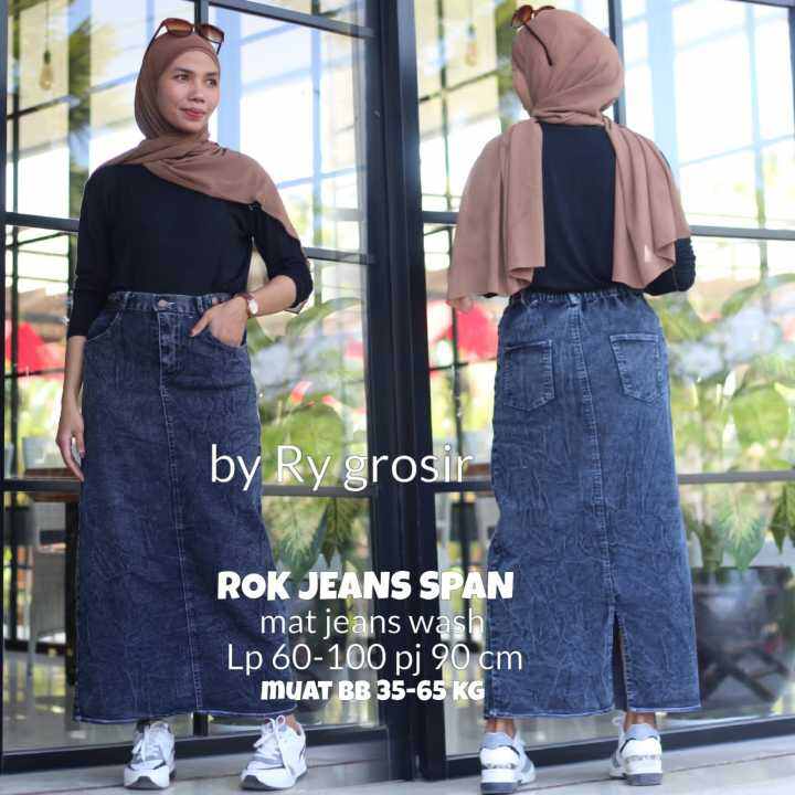 Rok Span Jeans Standar dan Jumbo | Lazada Indonesia