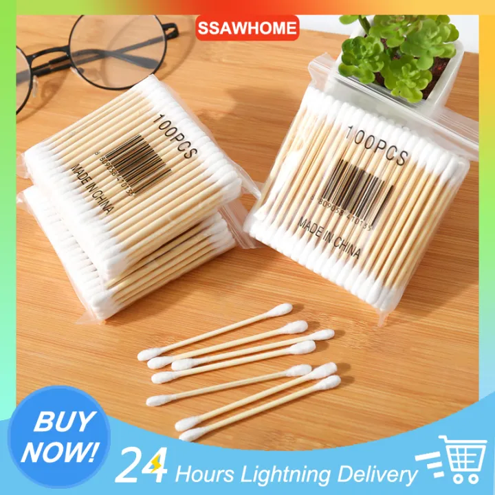 100Pcs/Pack Cotton Swabs Double-Ended Kapok Swabs Sanitary Cotton Swabs ...