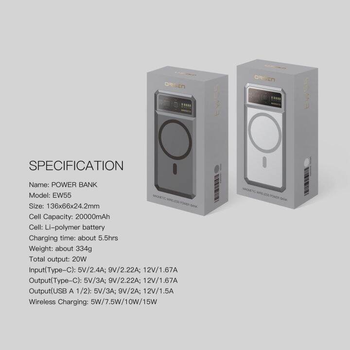 Eloop by ORSEN .EW55 20000mhA(มี มอก สินค้าพร้อมส่งจากไทย⚡️⚡️ ส่งทุกวัน 24H ) ของแท้ 100% ...