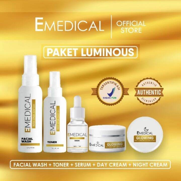 Emedical Skincare Paket Luminus Series Untuk Wajah Berflek Kandungan DNA Salmon | Lazada Indonesia