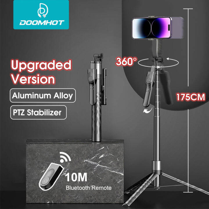 DoomHot ไม้เซลฟี่บลูทูธ 175 ซมที่วางโทรศัพท์กันสั่นขาตั้งกล้องแพนเอียง ...