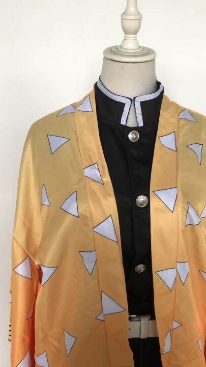 Agatsuma Zenitsu Cosplay Costume Anime Demon Haori Kimetsu no Yaiba ...