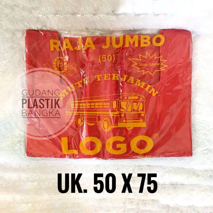 Plastik Kantong Kresek Merah Tebal Logo Ukuran Jumbo (Ukuran 50 ...