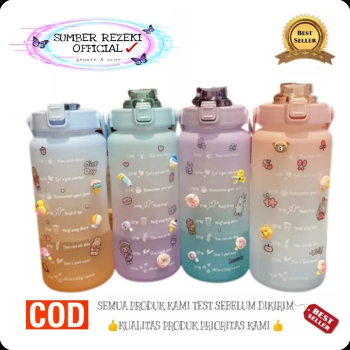 SR - Botol Minum korea motivasi 2 Liter 2000ML stiker 2D Korea VIRAL ...