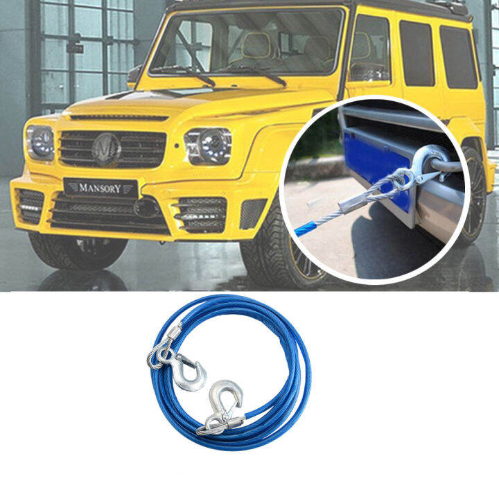 Car Wire Rope Heavy Duty 4M Tow Rope 5 Tons Emergency Recovery Trailer ...