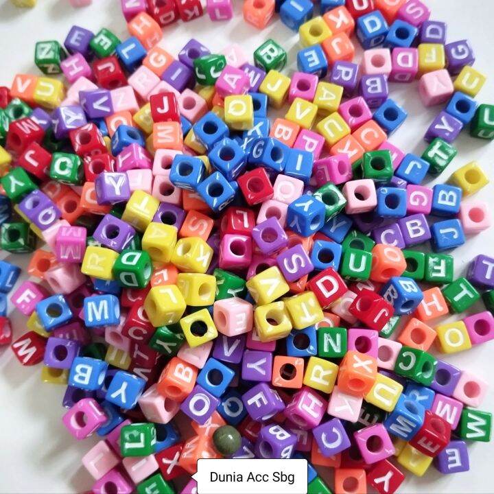100PCS - Manik Manik Huruf Dadu Rainbow Mote Huruf Monte Huruf | Lazada ...