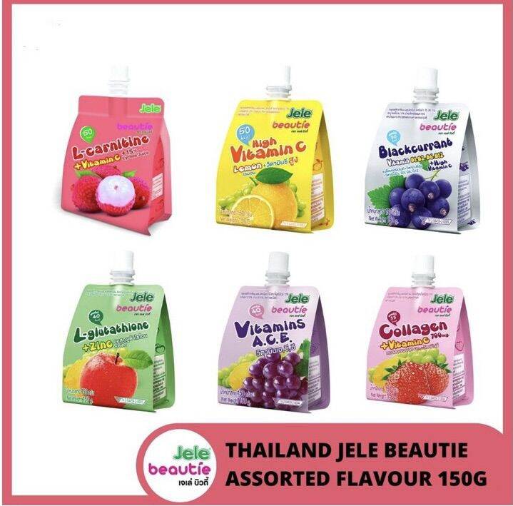 [3 x 140g pack ] Halal Thailand Jele Beauties Grapes/ strawberry/ lemon ...