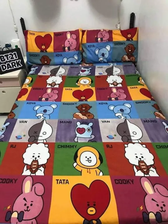 3 in 1 Canadian cotton bedsheet set BTS design | Lazada PH