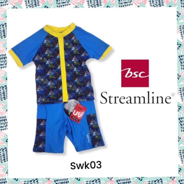ชุดว่ายน้ำเด็กแขนสั่้น by bsc streamline (size 2,3) | Lazada.co.th