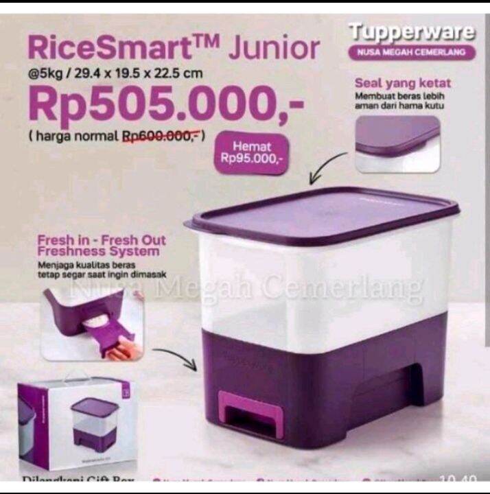 rice smart tupperware / tempat penyimpanan beras tupperware kapasitas 5 kg | Lazada Indonesia