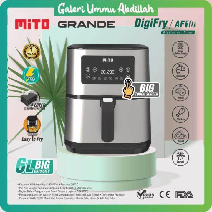 MITO Grande Air Fryer Digifry AF10 Touch Screen Low Watt Air Prayer ...