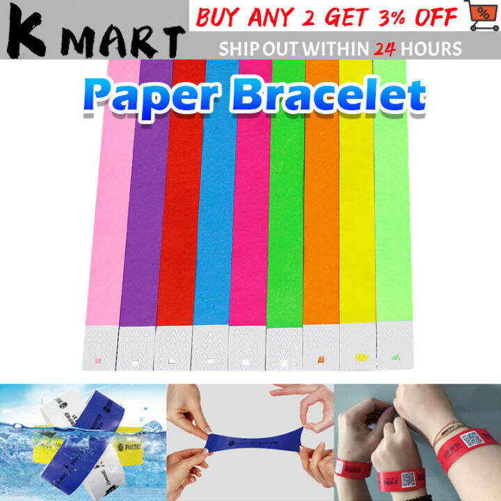 100pcs Events wristband tyvek sticker disposable wrist hand paper tag ...
