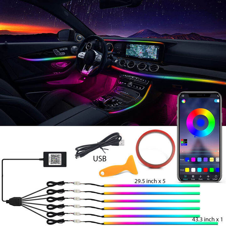 Kalada 6IN ไฟนีออนติดภายในรถซิมโฟนี่แถบไฟ LED RGB อะคริลิครูปของตกแต่ง ...