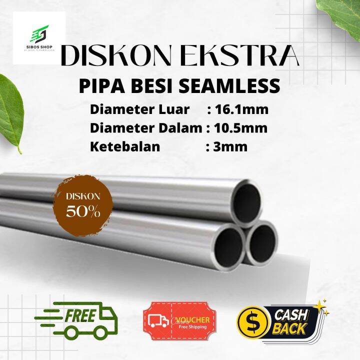 Pipa Besi Seamless Ukuran Od 16.mm Id 10.5 Tebal 3mm Pipa bulat panjang ...