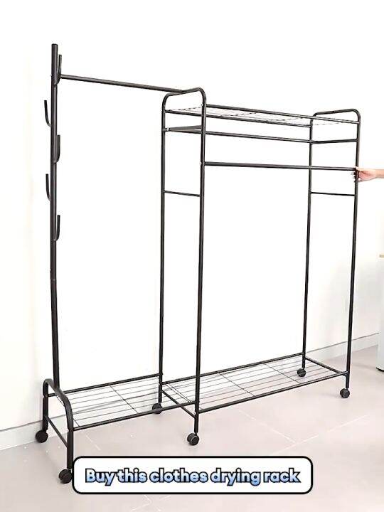 NINI Multifunction Double Pole Strong Steel Structure Laundry Rack With ...