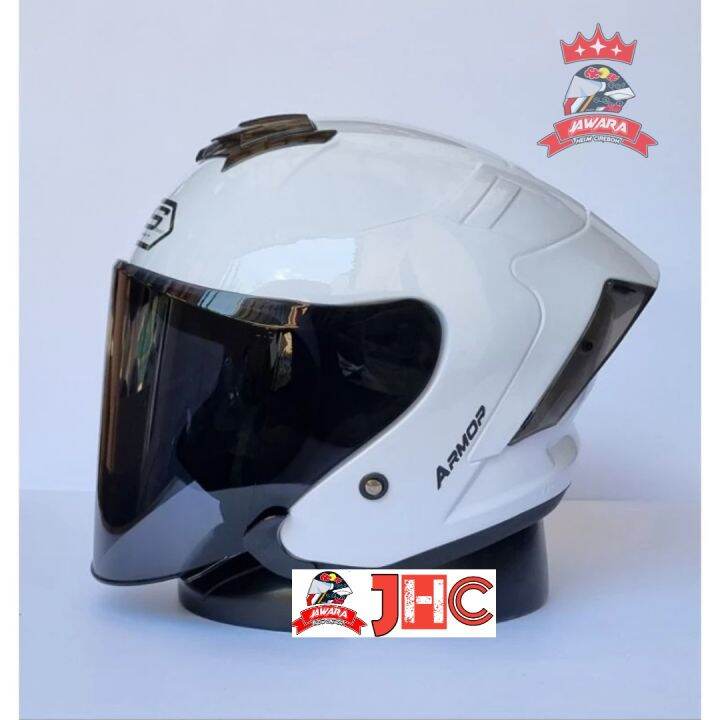 HELM JS ARMOR SOLID WARNA PUTIH HELM HALF FACE STANDAR SNI PRIA WANITA ...