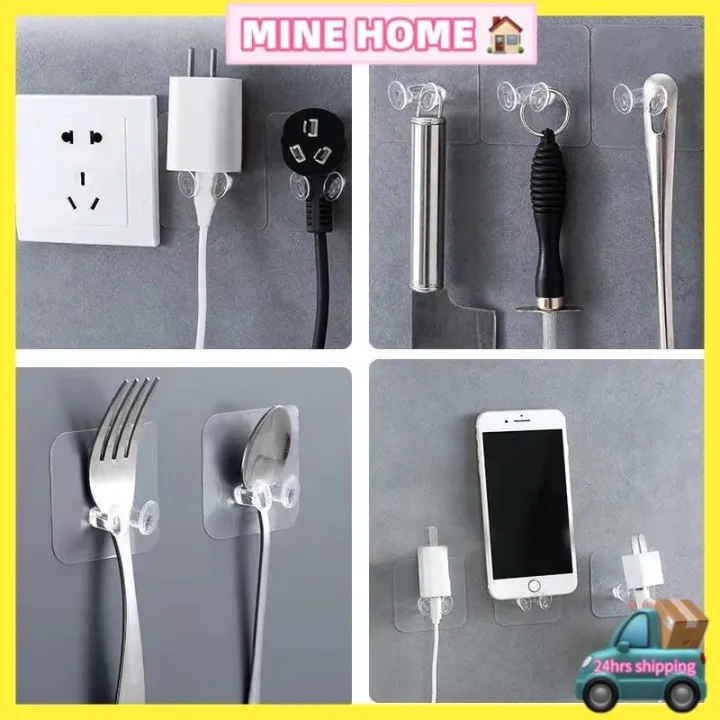 Kitchen hanging plug hook transparent plastic glue hook power cord plug ...