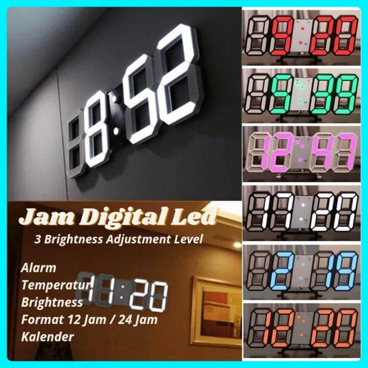 JAM DINDING DIGITAL LED/JAM MEJA ALARM SUHU/JAM 3D LED BESAR MODERN ...