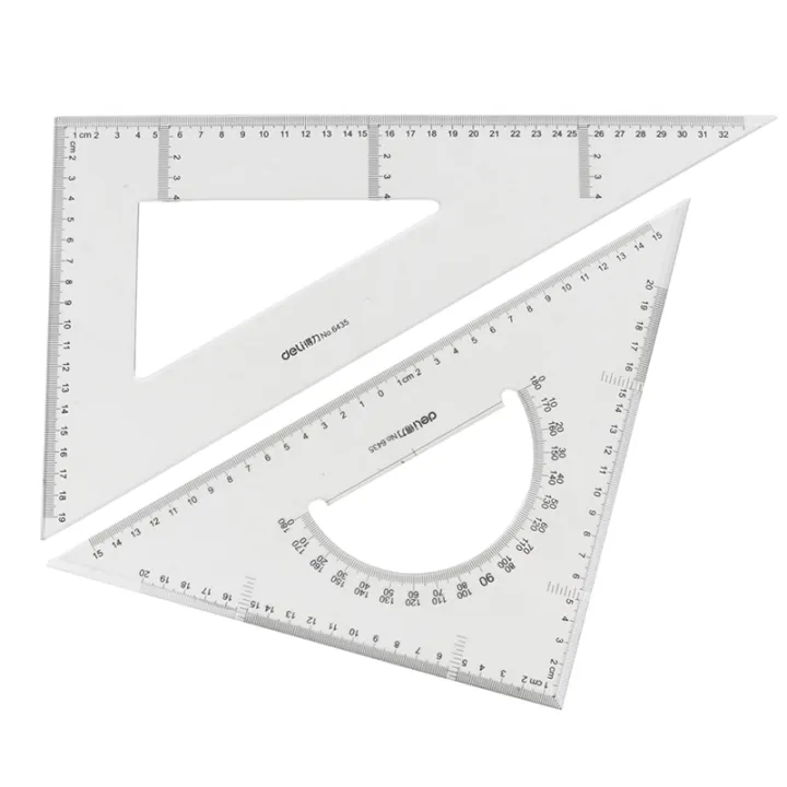 Deli Multi-Functional Student Triangle Ruler Set Drawing Transparent ...