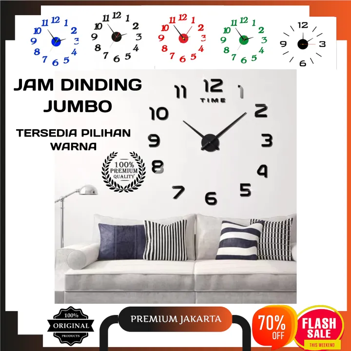 JAM DINDING TEMPEL DIY ANALOG 3D GIANT MODERN | Lazada Indonesia