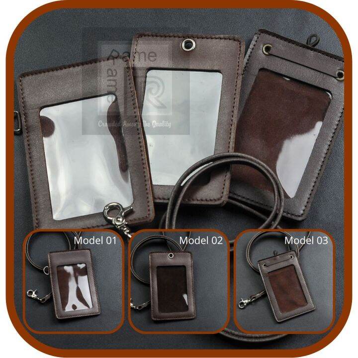 Id Card Holder Name Tag Holder Kulit Sapi | Lazada Indonesia