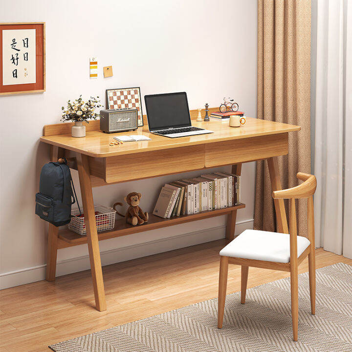 Simple Desk Student Household Desktop Computer Table and Chair Solid ...