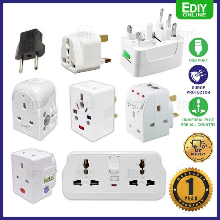 3 Way Adaptor Adapter With Switch Switches Usb Socket Plug Charger Charging Gang Multi Neon