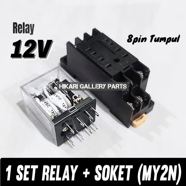 1 SET RELAY MY2N 12VOLT + SOKET / RELAY dan SOKET MY2N 12V 8pin Tumpul ...