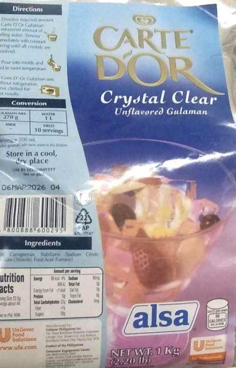 Carte D’Or Crystal Clear Unflavored Gulaman Alsa 1kg | Lazada PH