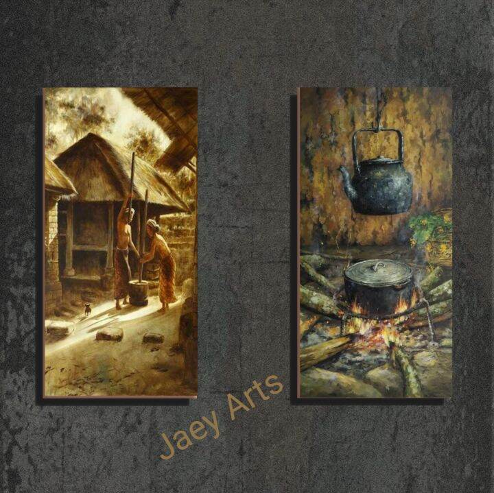 Poster berbahan kayu, poster Zaman dulu, lukisan kehidupan jaman dulu ...