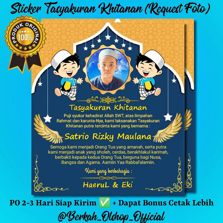 Stiker Khitan Anak 10x10CM (Isi 50 Lembar) Bonus Cetak Lebih - Stiker ...