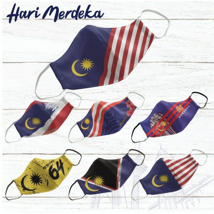 2021 MERDEKA DESIGN (KEMERDEKAAN-64) WASHABLE FABRIC 3 LAYERS MASK ...