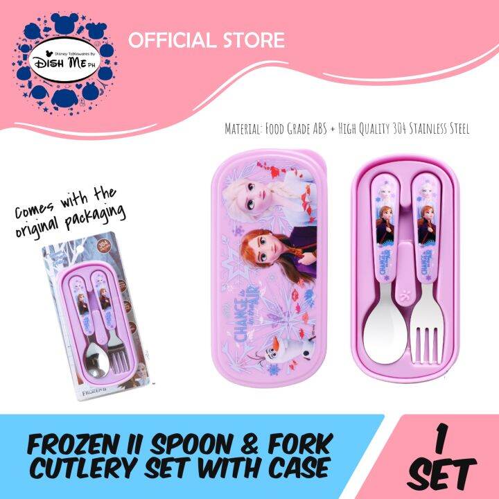 Frozen II (Anna & Elsa) Spoon & Fork Cutlery Set with Case | Lazada PH