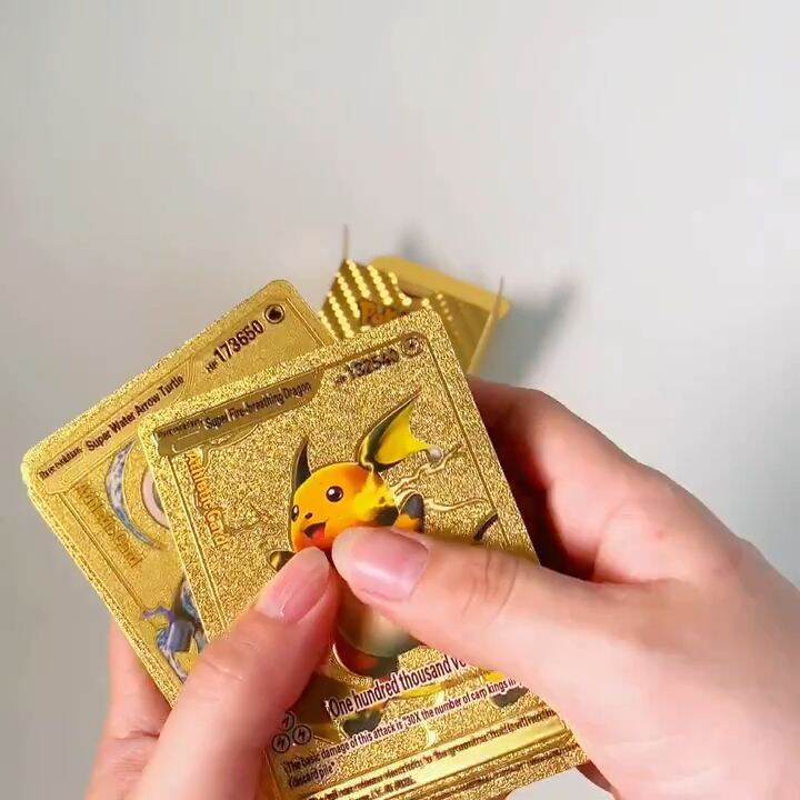 110 / 55 pcs Kartu Pokemon logam Gold Emas Langka Pokemon Pikachu Emas ...