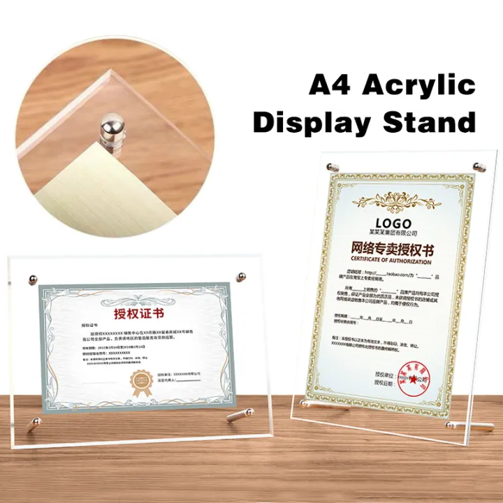 A4 Acrylic Display Stand Double Sided Holder Menu Display Stand Acrylic ...