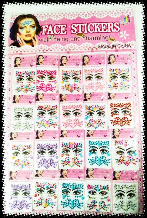 Sticker muka / Sticker wajah / Sticker manik isi 20 | Lazada Indonesia