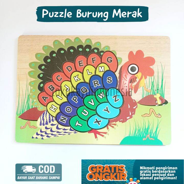 Puzzle Burung Merak Mainan Kayu Edukasi Edukatif Anak Murah Toko Kayu ...