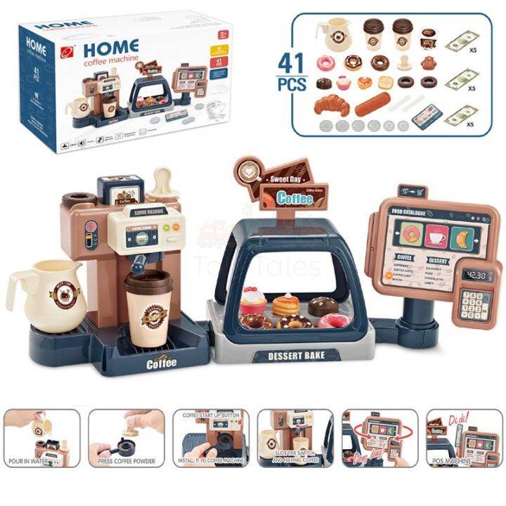 41pcs Bakery Shop Cashier Toy with Coffee Machine Sound and Lights ...