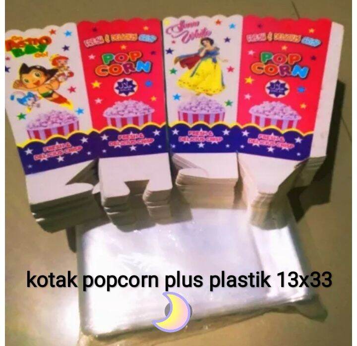 paket kotak popcorn plus plastik 13x33 200lembar | Lazada Indonesia