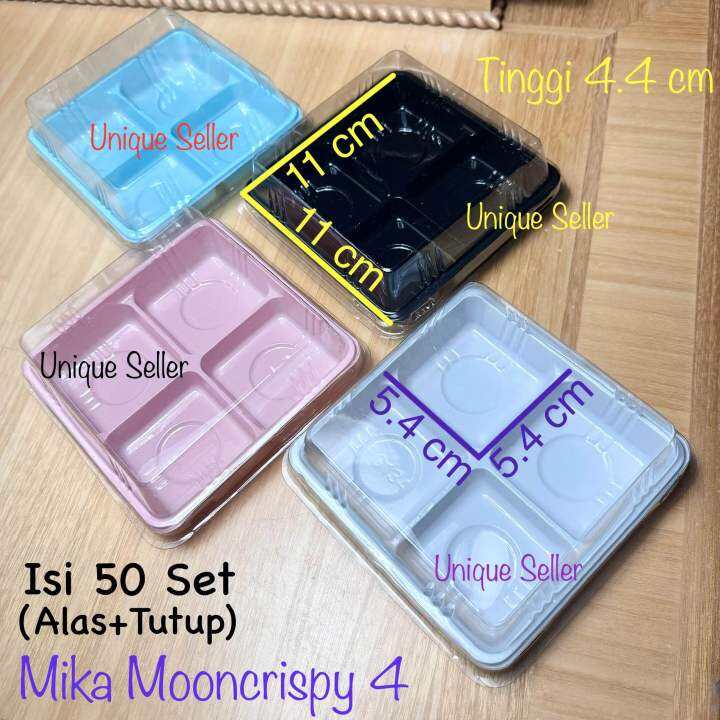 [Isi 25] Mika Kue Mochi Mooncake Mooncrispy Sekat 4 Pink Biru Putih ...