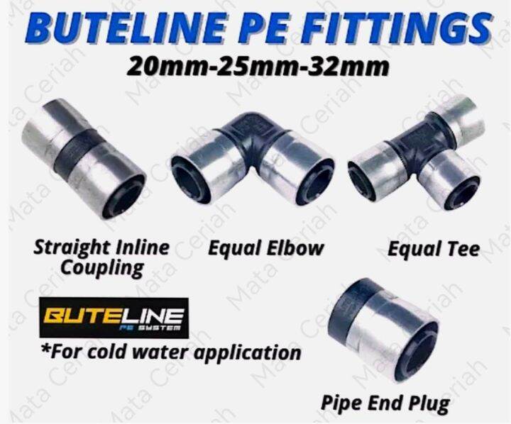 BUTELINE PE Fitting Straight Inline Coupling Equal Elbow Equal Tee Pipe ...