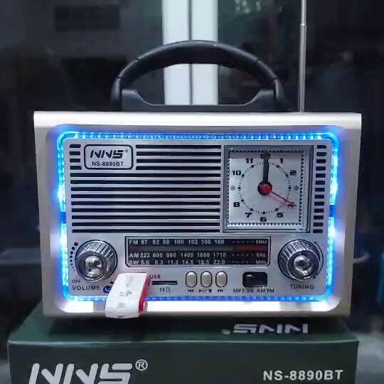 NS-8890ฺBT วิทยุ บลูทูธ มีนาฬิกา TWS/BT/USB/ AM/FM/SW 3BANDS วิทยุโบราณ ...