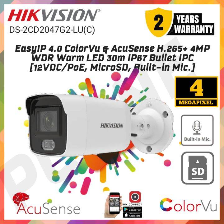 HIKVISION EasyIP 4MP IP67 Bullet IPC 12VDC PoE Built in Mic | Lazada PH