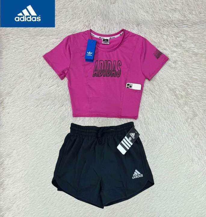 ชุดวิ่งผู้หญิง กางเกงมีซับใน เสื้อเอวลอย TG102 | Lazada.co.th