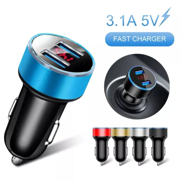 24W/3.1A 2 USB Fast Charger & Volt Meter Socket Adapter LED LCD Display ...