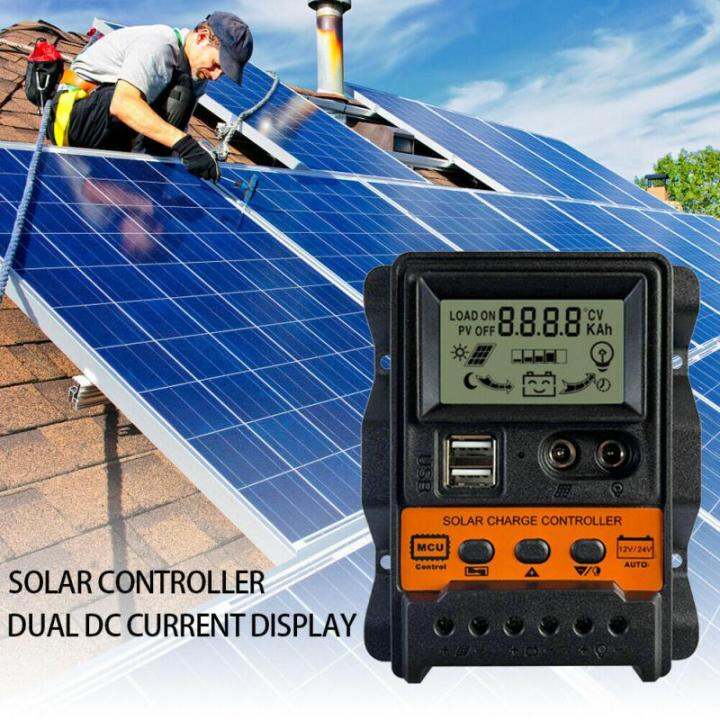 Solar Charge Controller 10A 20A 30A 12V 24V Auto PWM 5V Output Solar ...