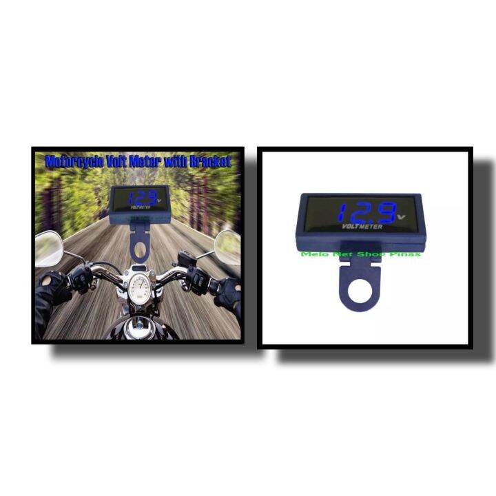 Motorcycle Volt Meter Slim LED Display with Bracket Voltmeter Universal ...
