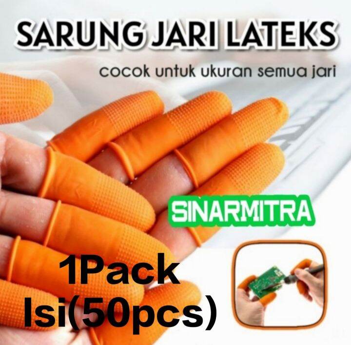 Sarung Jari Tangan Karet / Lateks 1Pack Isi (50Pcs) | Lazada Indonesia