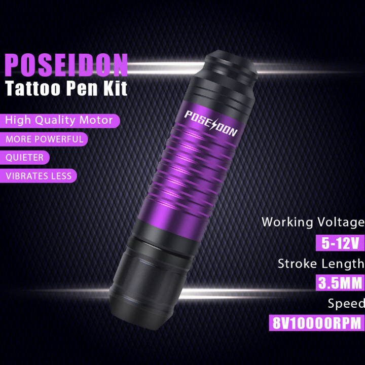 POSEIDON Tattoo Machine Set Pentype Tattoo Machine Tattoo Set Machine With 10PCS Cartridge ...