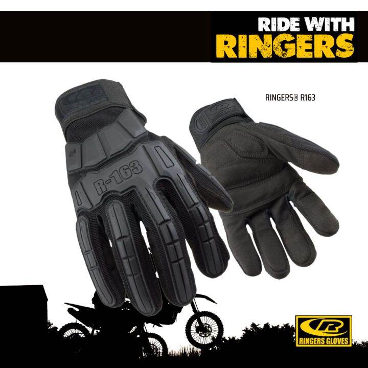 ถุงมือกันกระแทก ถุงมือขี่มอเตอร์ไซด์ ยี่ห้อ RINGERS GLOVE USA. รุ่น ...